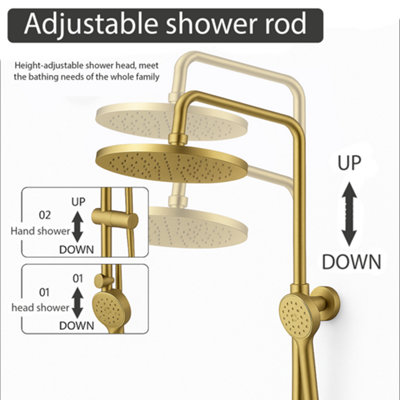 ARKO Bathroom Thermostatic Mixer Shower with Riser Rail, Shower Waste ...