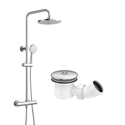 ARKO BATHROOM Thermostatic Mixer Shower with Twin Head & Riser Rail ...