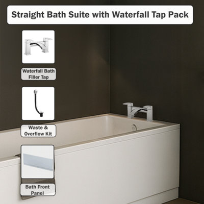Arko Complete Bathroom Suite, Bath Shower, Grid Screen, White Vanity ...