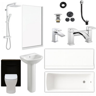 Arko Complete Bathroom Suite, Bath Shower, Shower Screen, Basin, Toilet ...