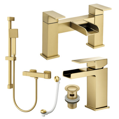 ARKO Handheld shower with Bath Filler Tap & Basin mixer Tap Set with ...