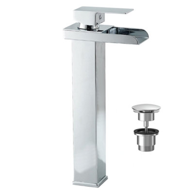 ARKO Tall Basin Tap,Waterfall Bathroom High-Rise Sink, CHROME