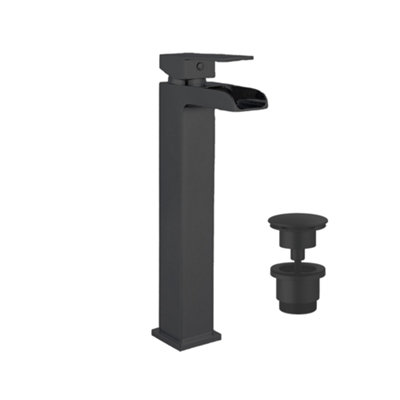 ARKO Tall Basin Tap, Waterfall Bathroom High-Rise Sink, Matte Black