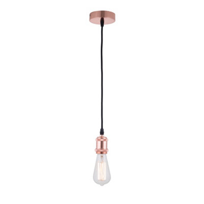 Arlec Brushed Rose Gold Decorative E27 Pendant Light Set - Ceiling Rose ...