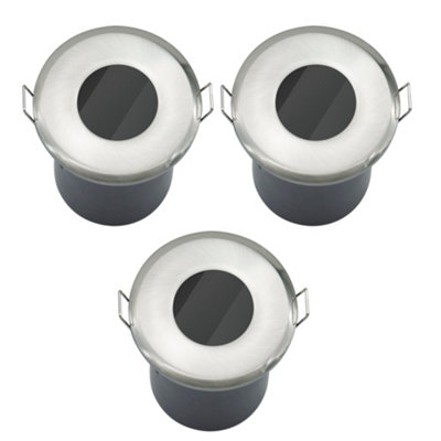Arlec Fixed Fire Rated IP65 Pack 3 Downlights Brushed Steel | DIY at B&Q