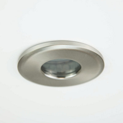 Arlec Fixed Fire Rated IP65 Single Downlight Brushed Steel | DIY at B&Q