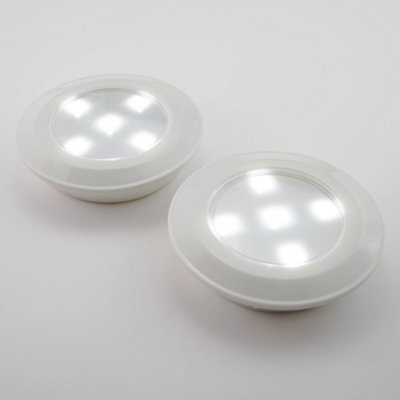 Arlec LED Cool White Round Light. Battery Operated - 2 Pack