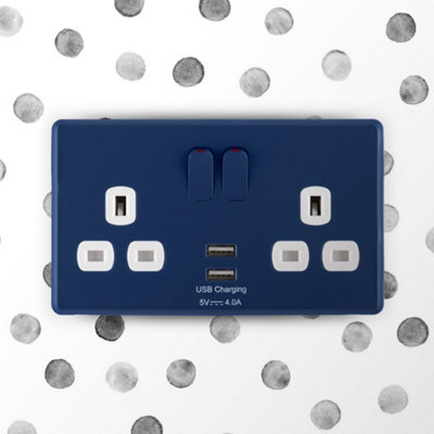 Arlec Rocker Screwless Double 2 Gang 13A USB 4A 15W 2 Outlet Type A ...