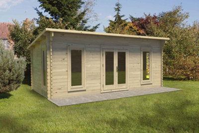 Arley 6.0m x 3.0m Cabin - Pent Roof, Double Glazed 34kg Polyester Felt ...
