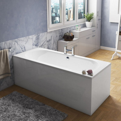Arley Cronus Double Ended No Tap Hole Overflow Bath Metal Leg 1700mm White