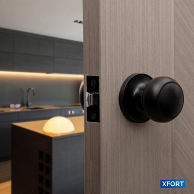 Arlo Passage Knob Set Matt Black for Internal Wooden Doors