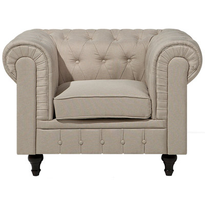 ARMCHAIR CHESTERFIELD FABRIC BEIGE