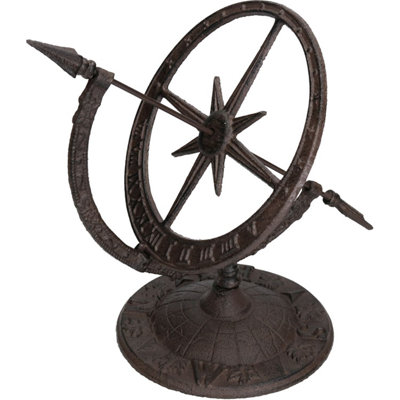 Armillary Sundial Ornament Cast Iron Garden Feature Statue Clock Metal ...