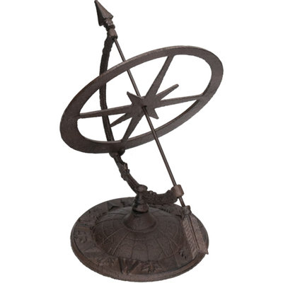 Armillary Sundial Ornament Cast Iron Garden Feature Statue Clock Metal ...