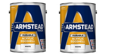 Armstead Trade Durable Acrylic Eggshell Paint White 5L Pack of 2