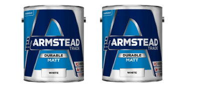 Armstead Trade Durable Matt Paint White 5L Pack of 2
