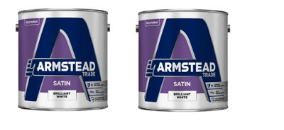 Armstead Trade Satin Finish Paint Brilliant White 5L Pack of 2