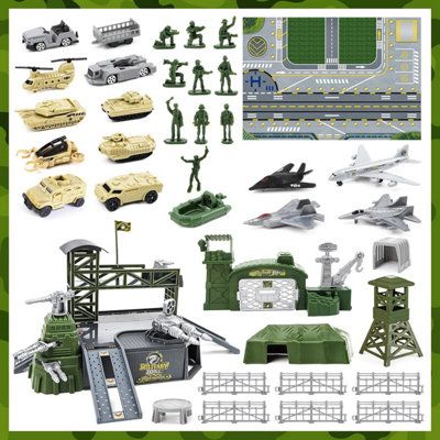 Army Men Playset Military Base Set with Military Vehicle Gear ...