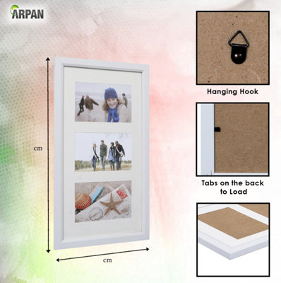Arpan MDF Multi Aperture Photo Frame 3 Aperture 6x4 or 4x6" White