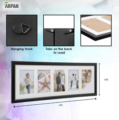 Arpan MDF Multi Aperture Photo Frame 5 Aperture Black