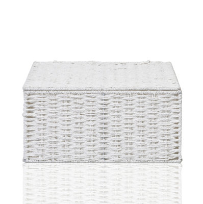 Arpan Paper Rope Storage Basket Box With Lid White Large