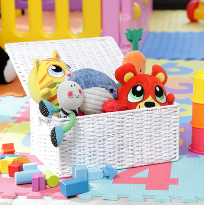 Arpan Paper Rope Storage Basket Box With Lid - White (Large) | DIY at B&Q