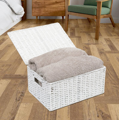 Arpan Paper Rope Storage Basket Box With Lid - White (Large)