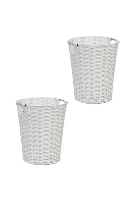 Arpan Set of 2 White Resin Plastic Strong Round Waste Paper Bin/Basket ...