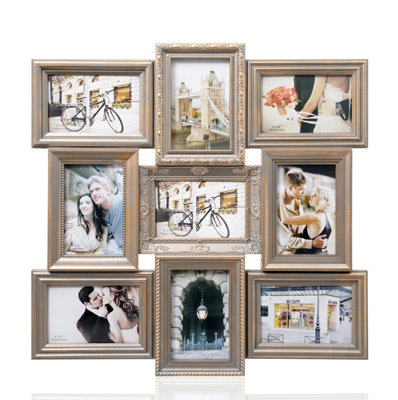 Arpan Vintage Gold Multi Aperture Picture Photo Frame, Holds 9 x 6x4 ...