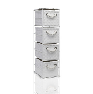 Arpan White 4 Drawer Storage Cabinet Unit Ideal for Home/Office ...