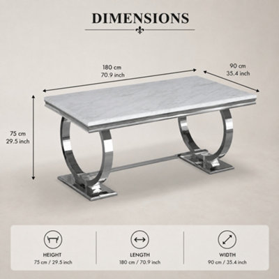Arriana Light Grey Marble Top Dining Table with Circular Metal Stand ...