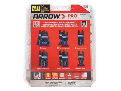 Arrow OSCMULT-10A Oscillating Multi-Tool Blade Assortment Set 10 Piece