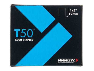 Arrow - T50 Staples 12mm (1/2in) Pack 5000 (4 x 1250)