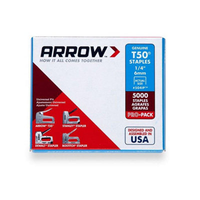 Arrow T50 Staples 6Mm (1/4In) Bulk Pack 5000