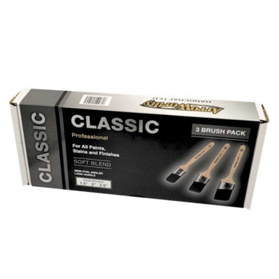 Arroworthy Classic Semi-oval Angle Long Handle Paint Brush Box Set 3 Pack