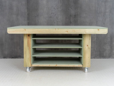 Art/craft table, project workbench with storage V.1. (L-180 x D-122 x H ...