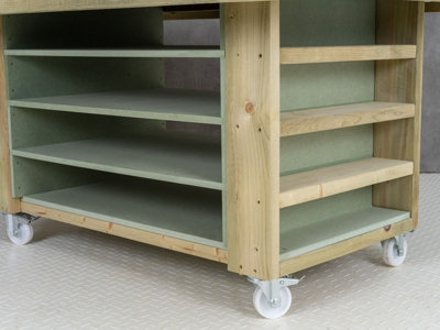 Art/craft table, project workbench with storage V.1. (L-180 x D-122 x H ...