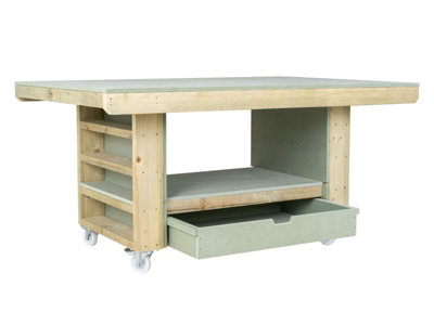 Art/craft table, project workbench with storage V.2. (L-180 x D-122 x H ...