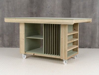 Art/craft table, project workbench with storage V.3. (L-180 x D-122 x H ...