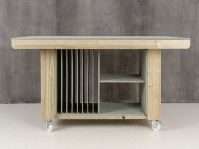 Art/craft table, project workbench with storage V.3. (L-180 x D-122 x H ...