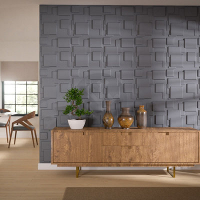 Art Deco 3D Square Block Wall Tile 50cm x 50cm (Pack of 6)