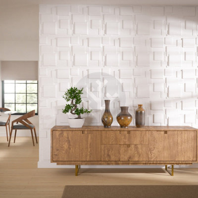 Art Deco 3D Square Block Wall Tile 50cm x 50cm (Pack of 6)