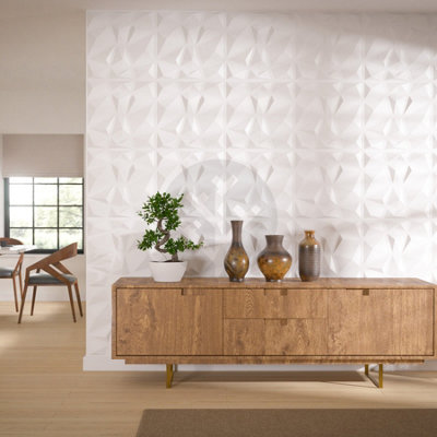 Art Deco 3D Square Diamond Wall Tile 50cm x 50cm (Pack of 6) | DIY at B&Q