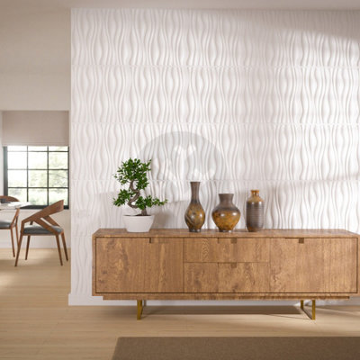 Art Deco 3D Square Wave Wall Tile 50cm x 50cm (Pack of 6) | DIY at B&Q