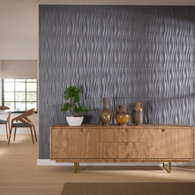 Art Deco 3D Square Wave Wall Tile 50cm x 50cm (Pack of 6)