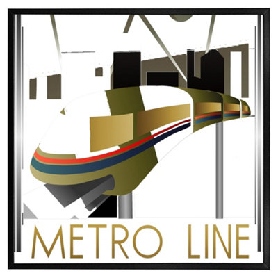 Art deco metro line (Picutre Frame) / 20x20" / White | DIY at B&Q
