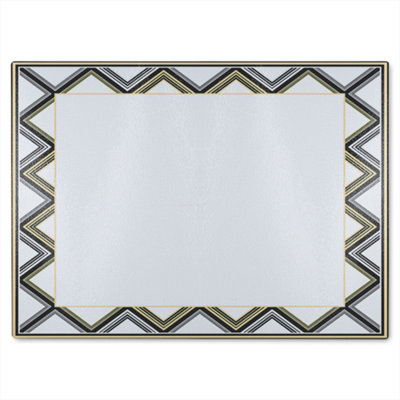 ART DECO PATTERNED BORDER GLASS CHOPPING BOARD