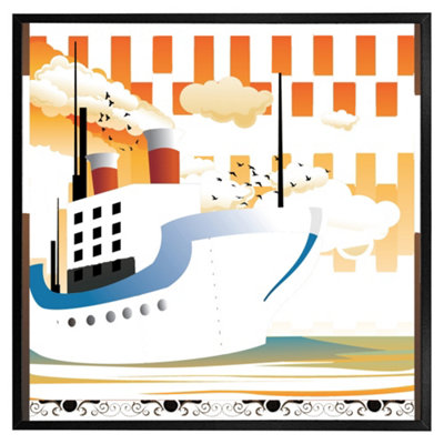 Art deco ship (Picutre Frame) / 30x30" / Brown