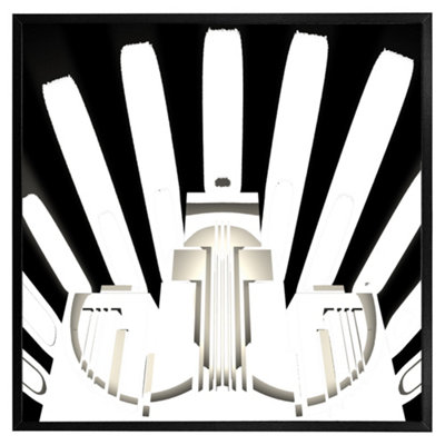 Art deco skyscraper in black & white (Picutre Frame) / 20x20" / Oak