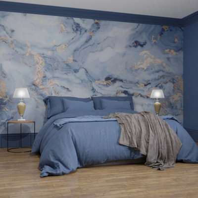 Art For the Home Gilded Stone Navy Gold Print To Order Fixed Size Mural ...